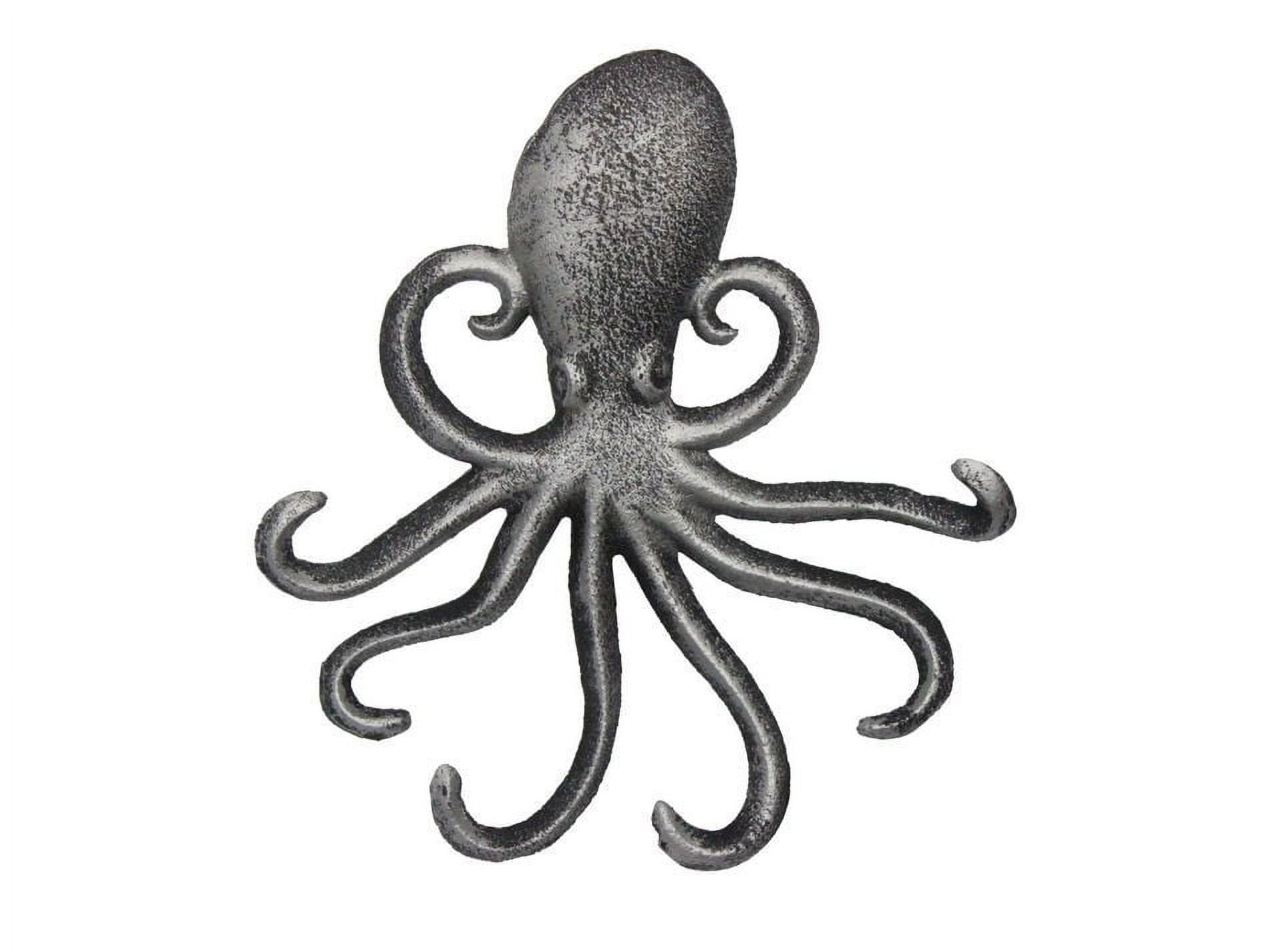 [Pack Of 2] Rustic Silver Cast Iron Wall Mounted Octopus Hooks 7 ...