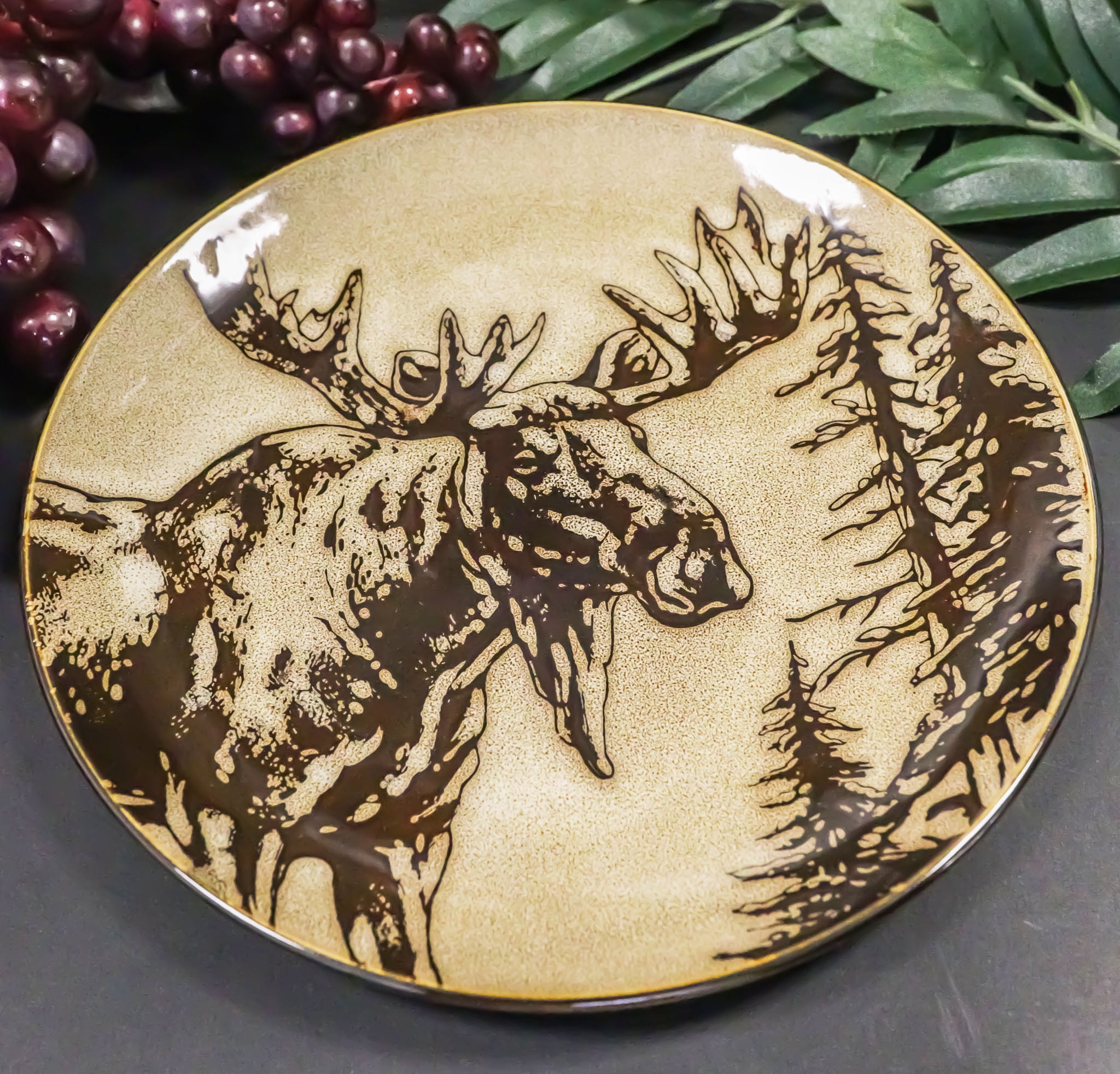 Pack Of 2 Rustic Western Emperor Elk Stag Moose Deer Ceramic Salad ...
