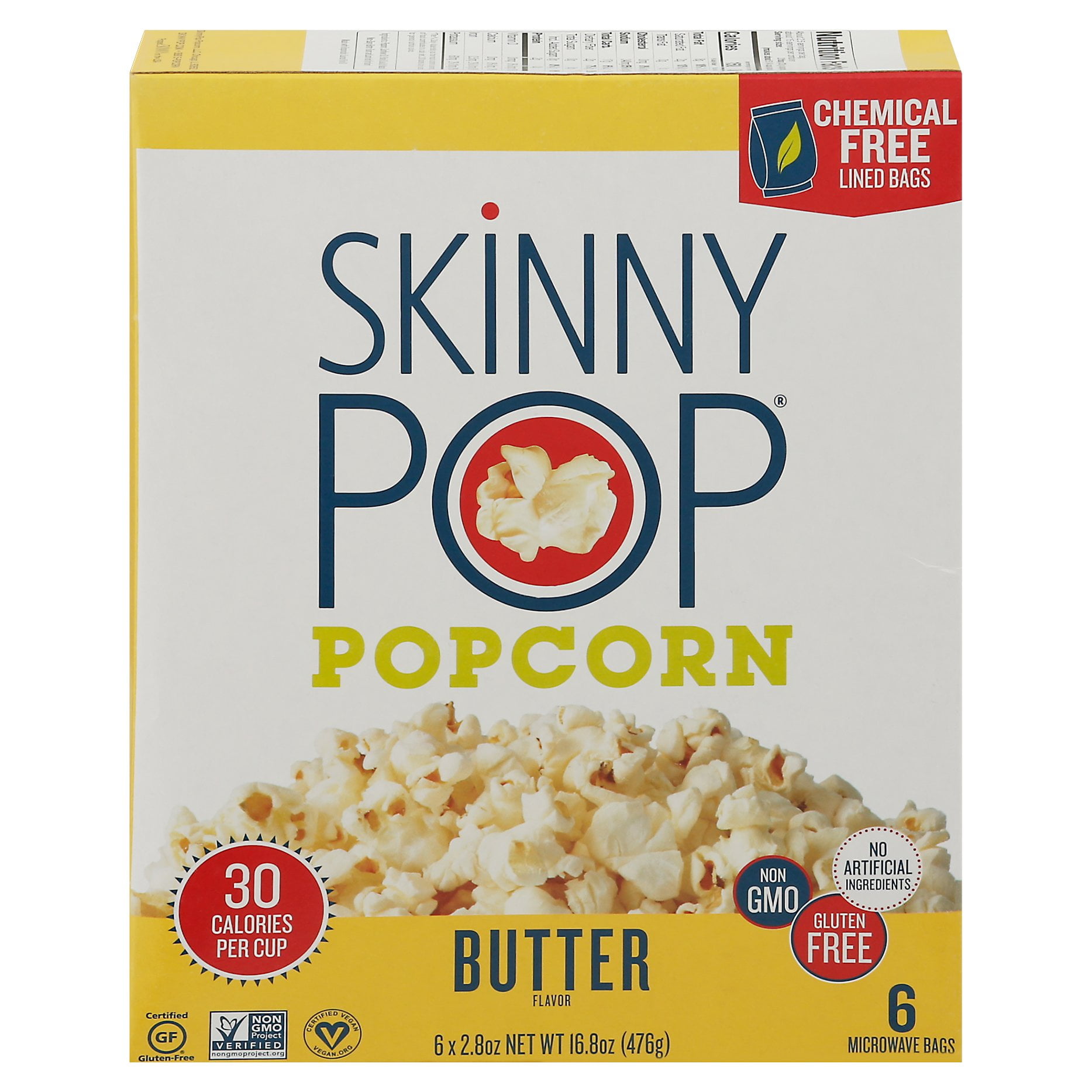Pack Of 2 SKINNYPOP Microwavable Popcorn - Butter - 6 ct (Packaging May ...