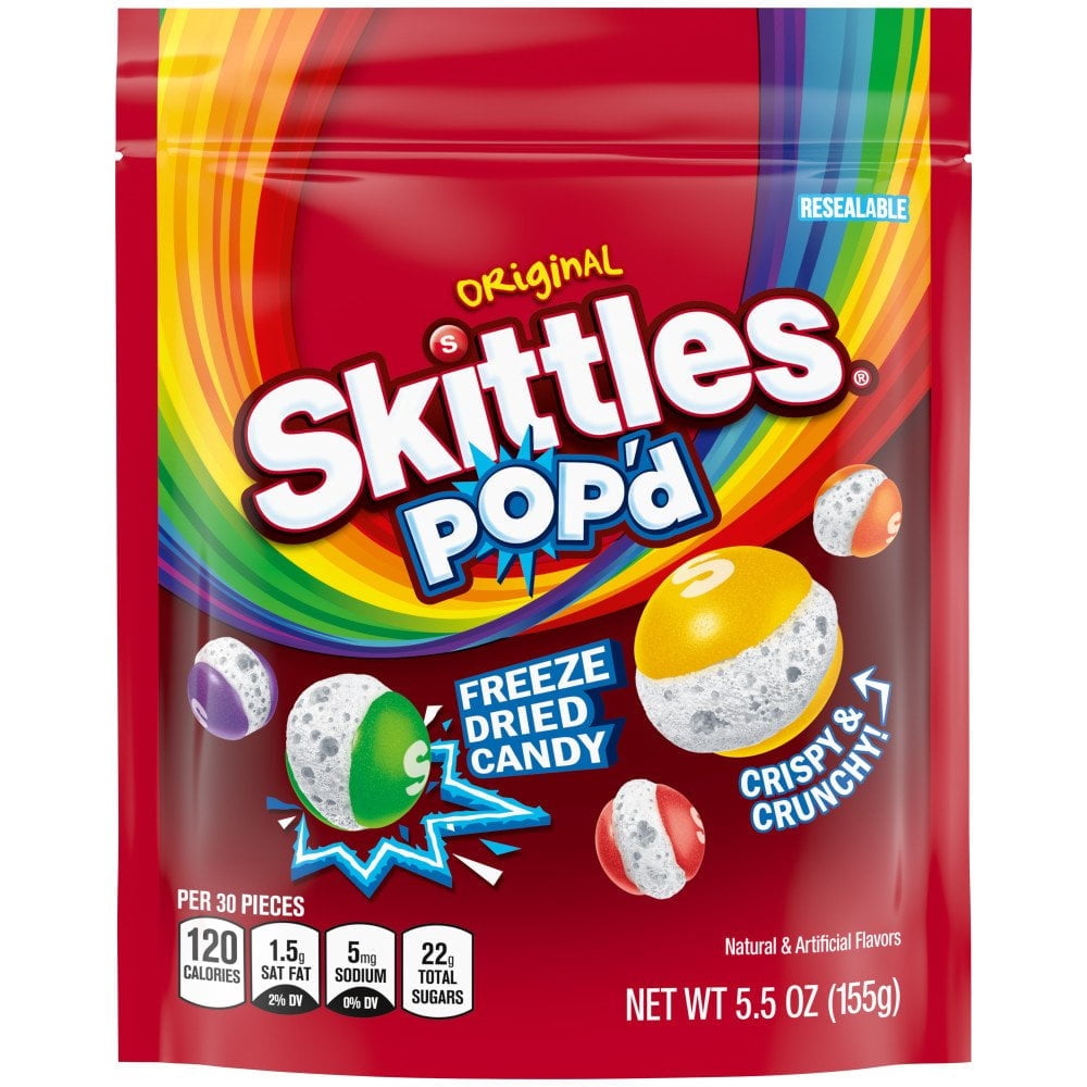 Pack Of 2 Skittles POP'D Originals Freeze Dried Candy - 5.5 oz ...