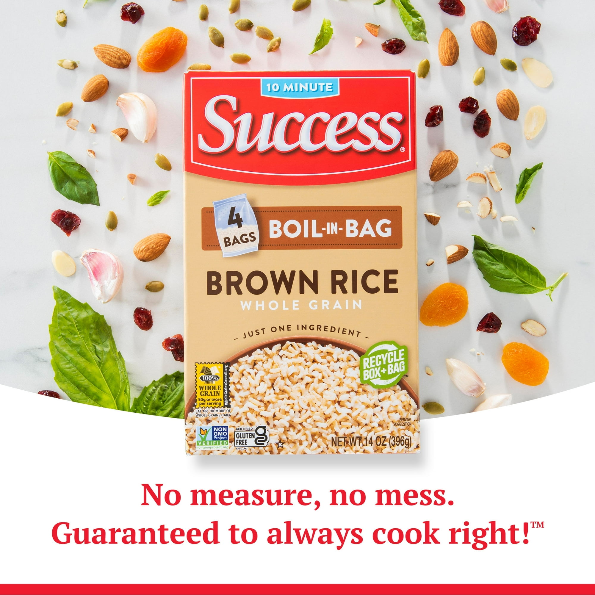 Pack of 2 Success Boil-in-Bag Rice, Precooked Brown Rice, 4 Bags per ...