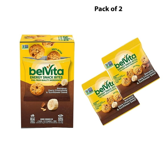 Pack Of 2 belVita Energy Snack Soft Bites with Banana Dark Chocolate ...