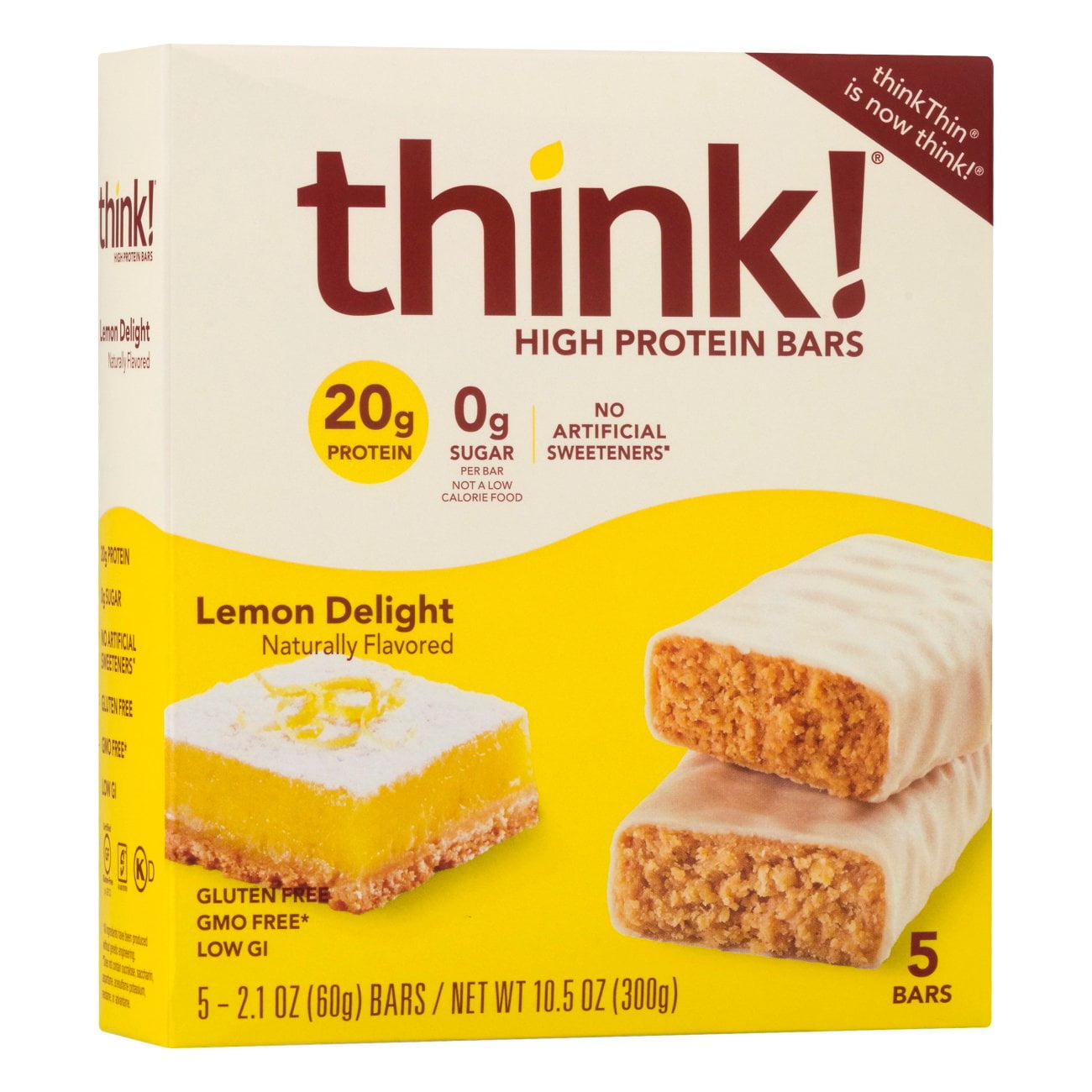 Pack Of 2 think! 20g Protein Bars - Lemon Delight - 5 ct (Packaging May ...