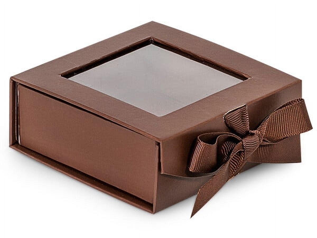 Pack Of 24, 4 X 4 X 1-5/8" Small Solid Chocolate Gourmet Folding Boxes ...