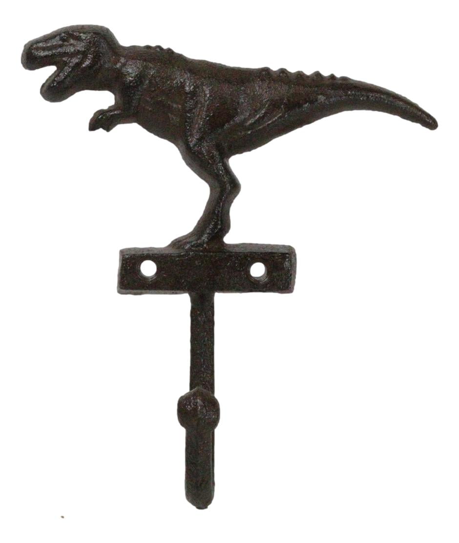 Pack Of 3 Cast Iron Rustic Jurassic T-Rex Dinosaur Wall Hook Key Leash ...
