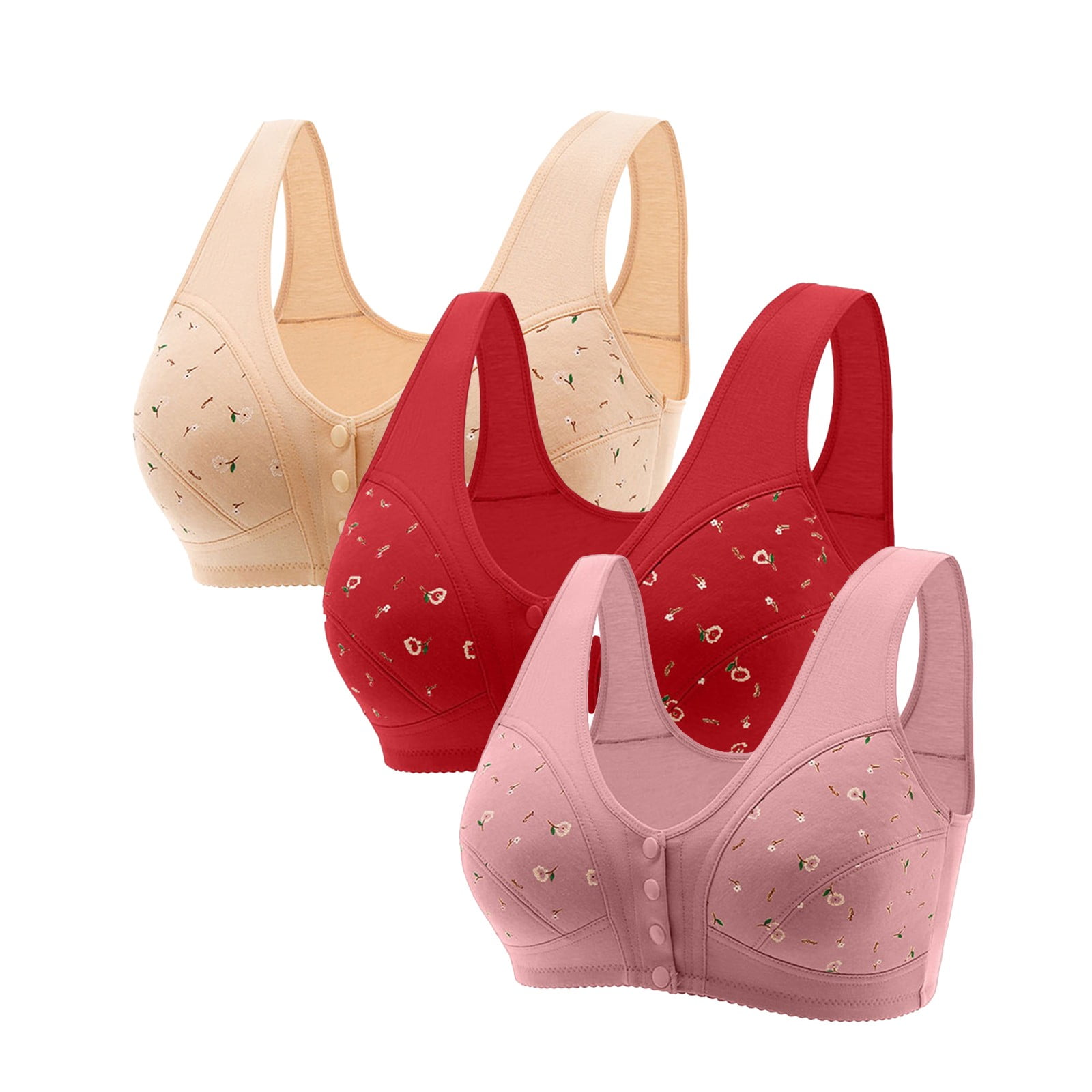 Pack Of 3 Comfortable Daisy Bra For Seniors 2024 New Comfortable Front ...
