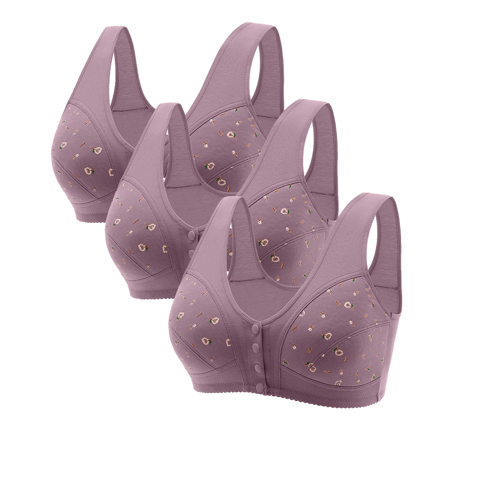 Pack Of 3 Comfortable Daisy Bra For Seniors 2024 New Comfortable Front ...
