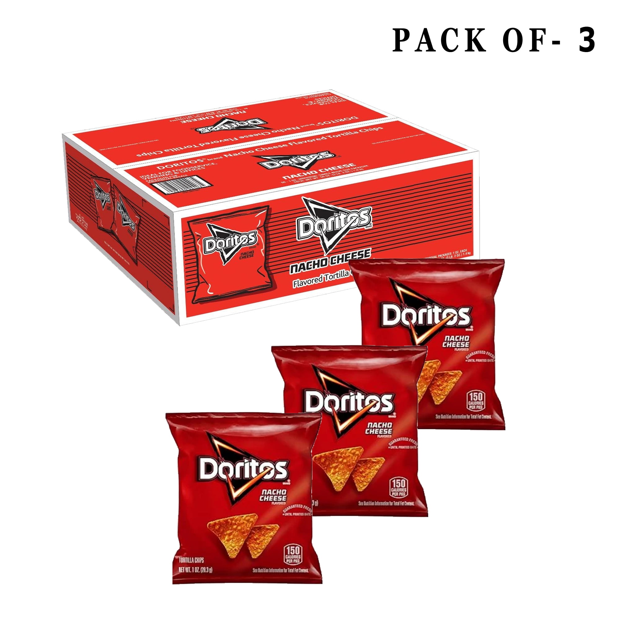 Pack Of 3 Doritos Flavored Tortilla Chips Nacho Cheese Guaranteed Fresh ...