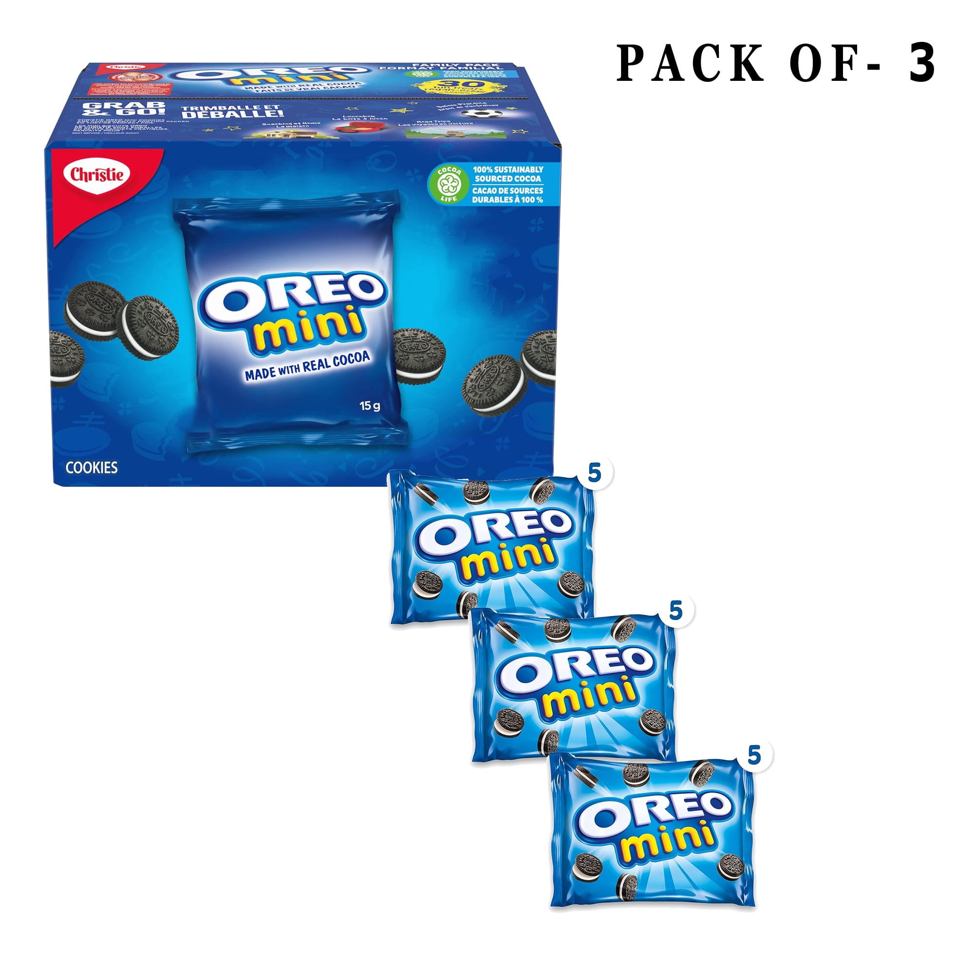 Pack Of 3 Oreo Mini Chocolate Sandwich Cookies | 1.0 Oz Per Pack | GOLDENROW - Walmart.com