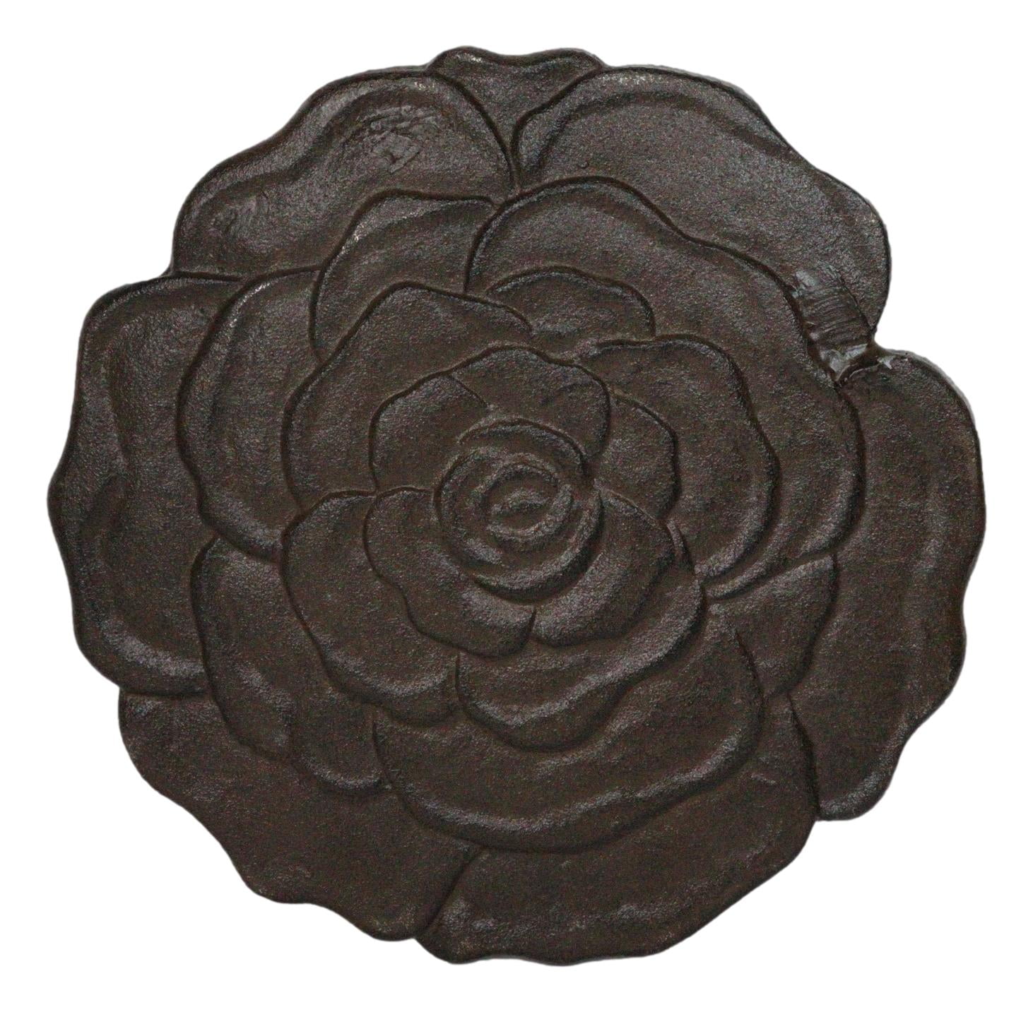 Pack Of 3 Rustic Cast Iron Rose Flower Blossom Garden Garden Stepping ...