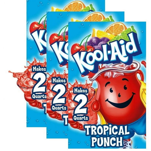 Pack Of 3 Tropical Kool-Aid Unsweetened Tropical Punch Artificially ...