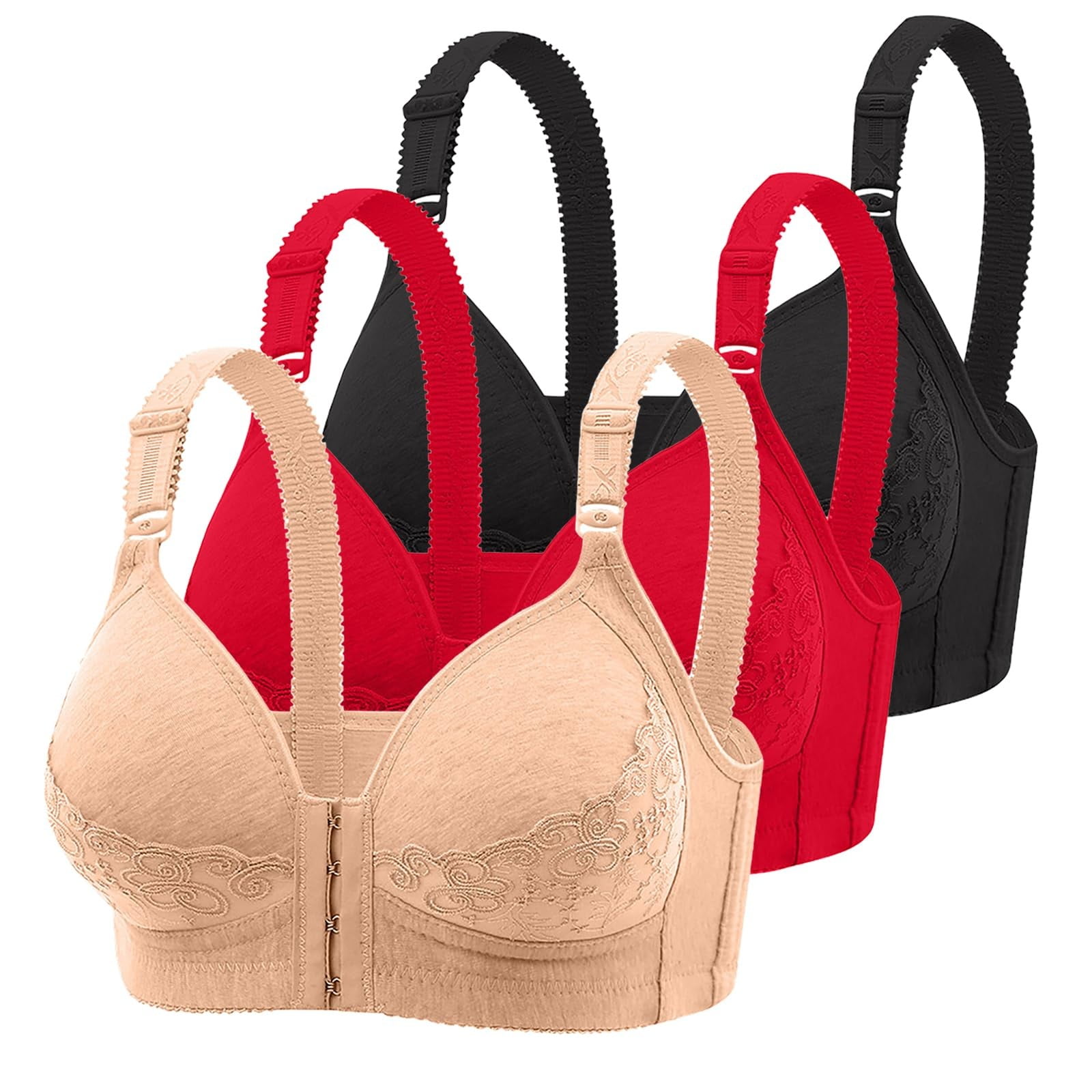 Pack Of 3 Women's Bra Without Underwire Women Classic Bras With Front ...