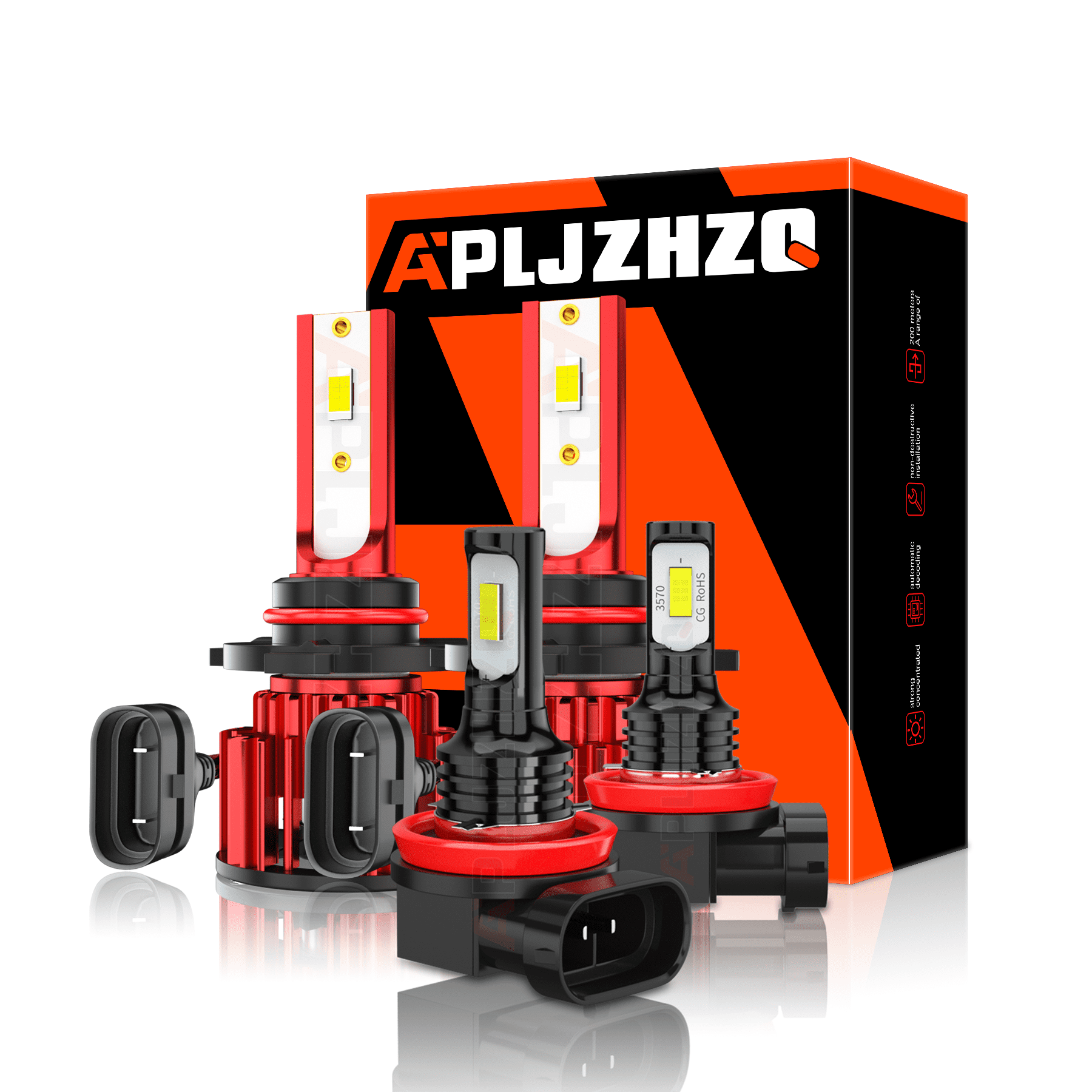 4PCS 9012 LED Headlight High Low Beam H11 H8 Fog Light Combo Conversion ...