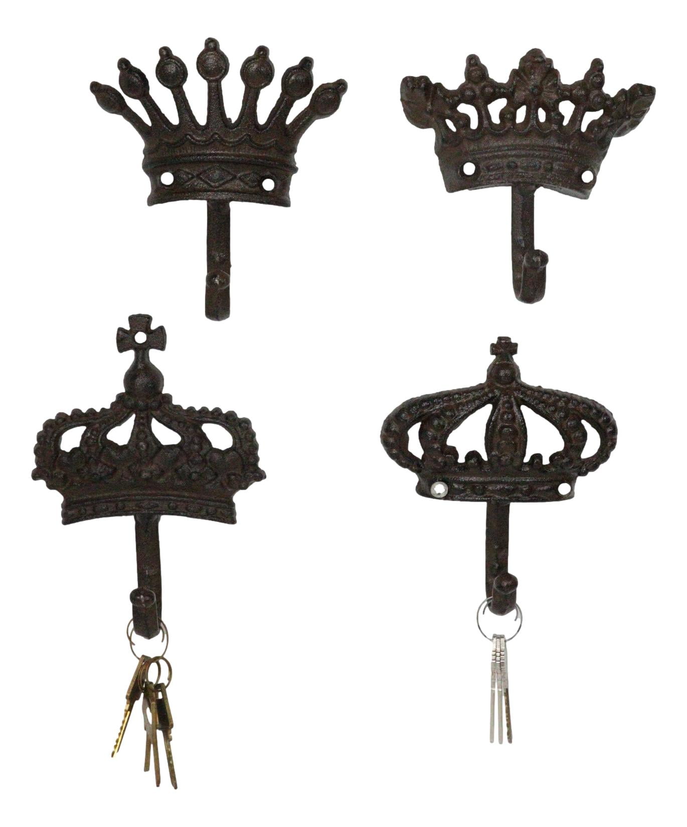 Pack Of 4 Cast Iron Medieval Royalty King and Queen Crowns Wall Coat ...