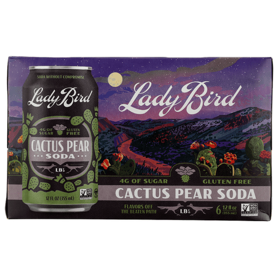 (Pack Of 4) Lady Bird Soda Co Soda Cactus Pear 6 Pack 72 Fo - Walmart.com