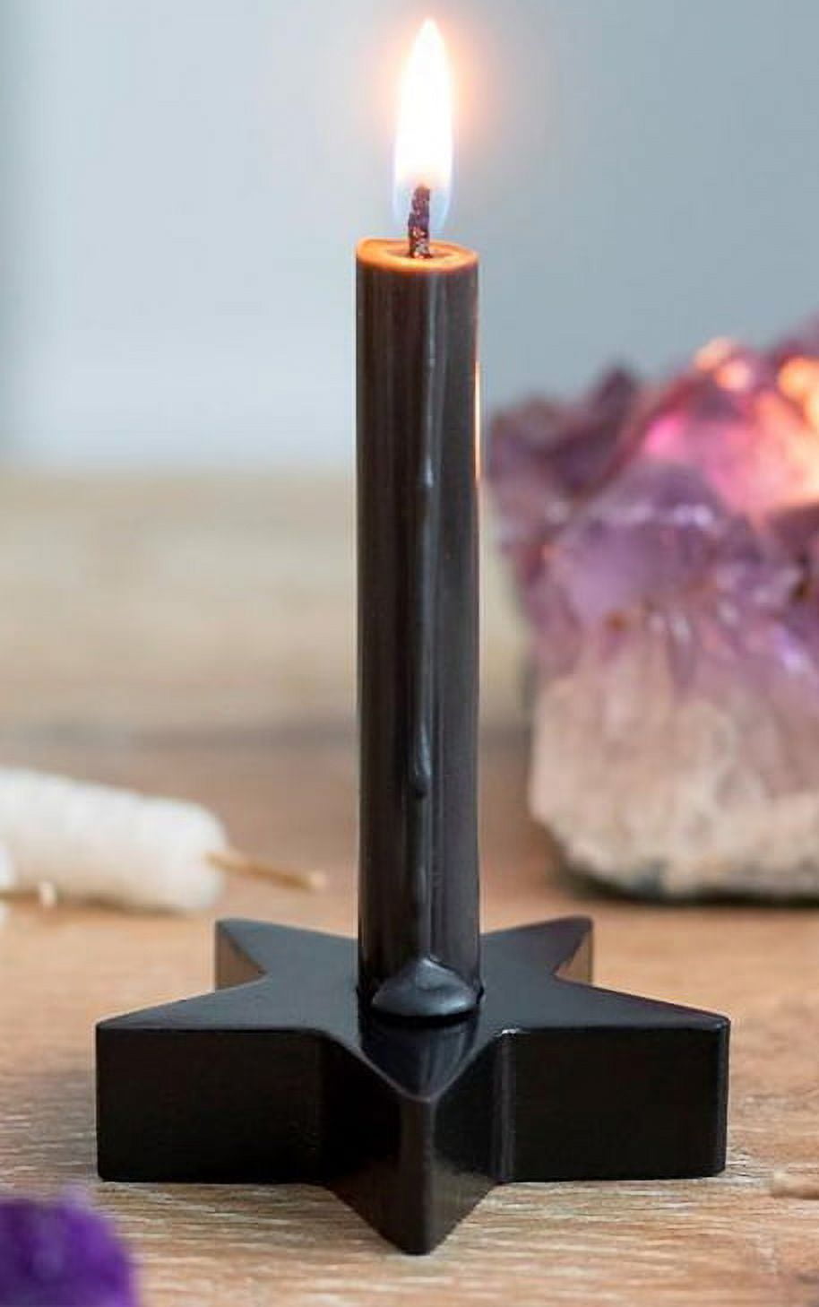 Pack Of 4 Occult Wicca Black Pentagram Star Small Candle Stick Holder ...