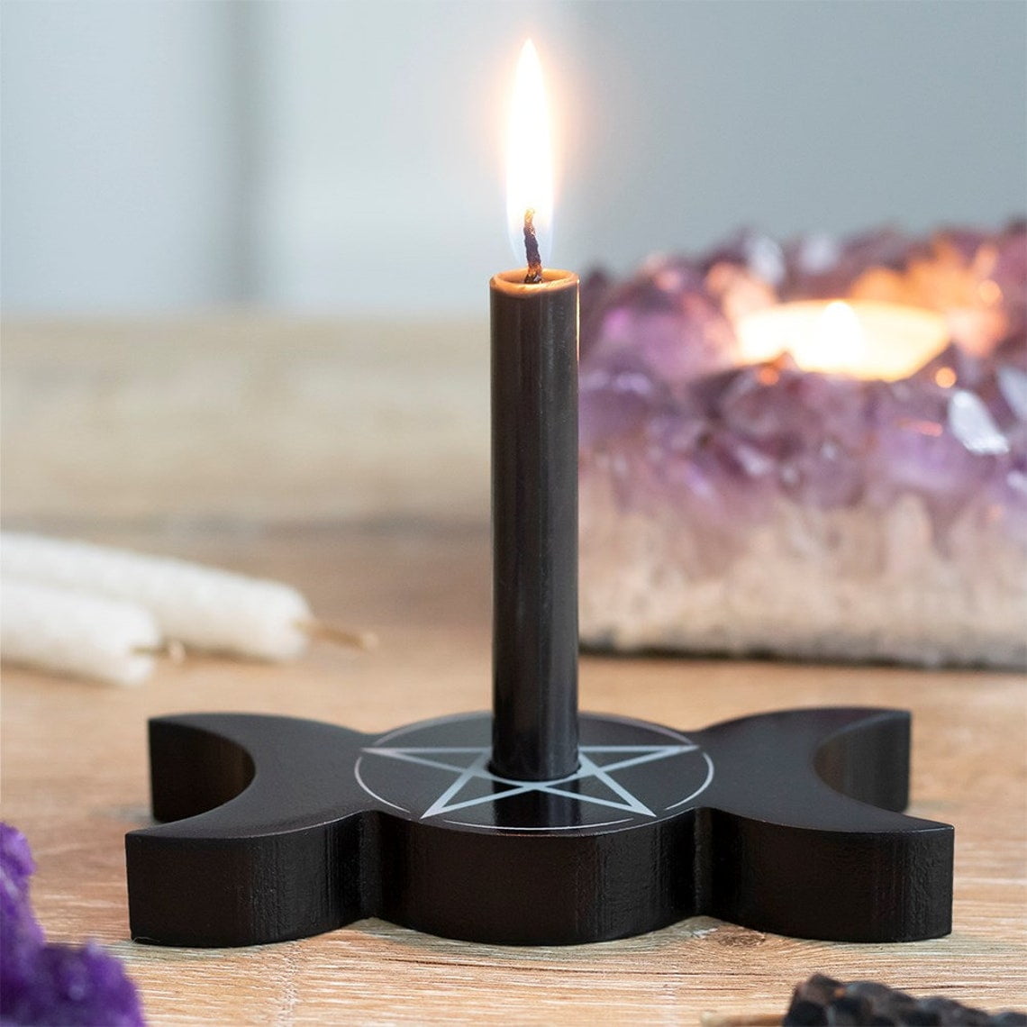 Pack Of 4 Occult Wicca Triple Moon Goddess Small Candle Stick Holder ...