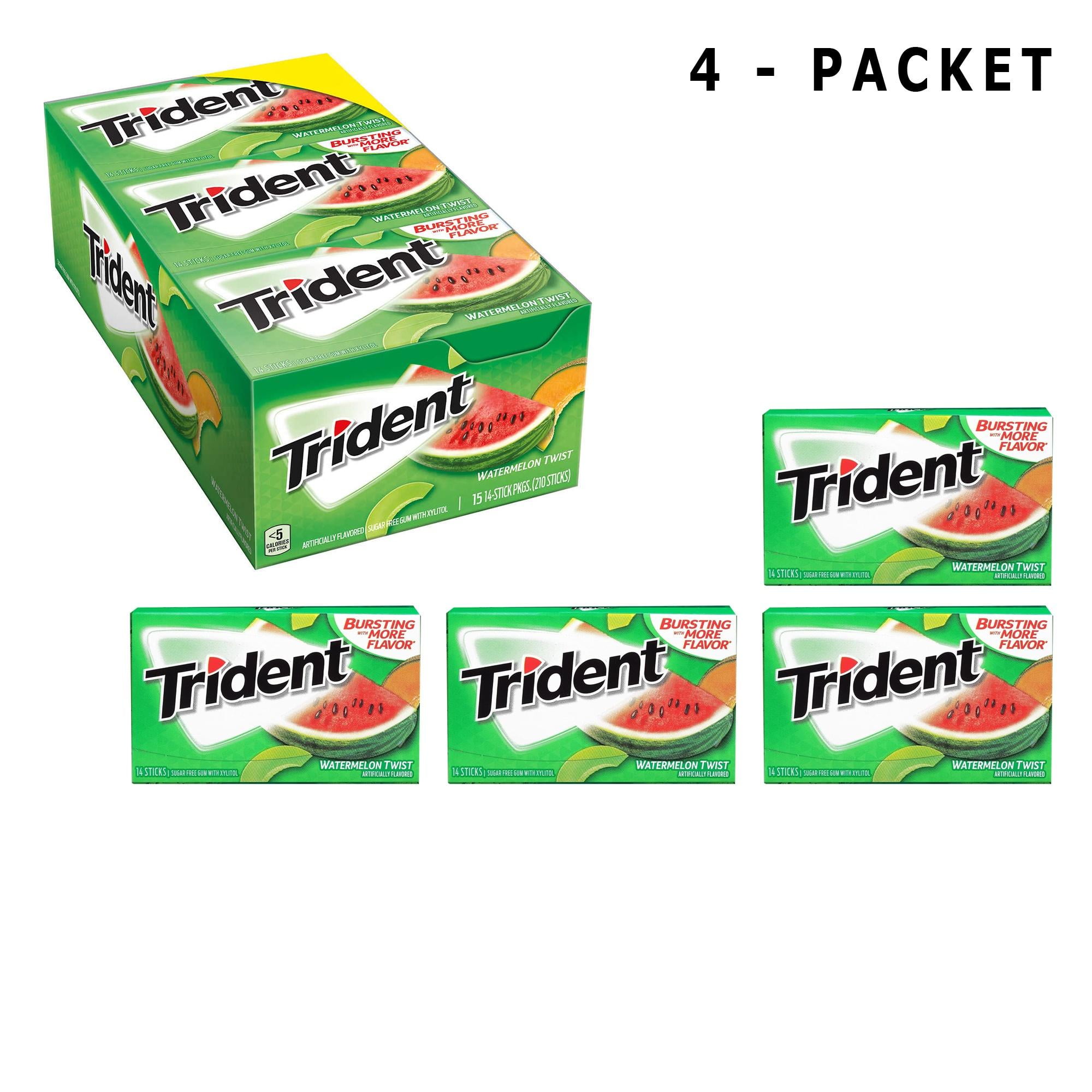 Pack Of 4 Pcs Watermelon Twist Trident Sugar Free Gum | 1.2 oz Per Pack ...
