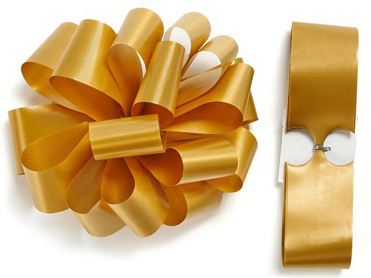 Pack Of 48, Solid Holiday Gold Hank Poly Pom Gift Bows 5" x 16 Loops ...