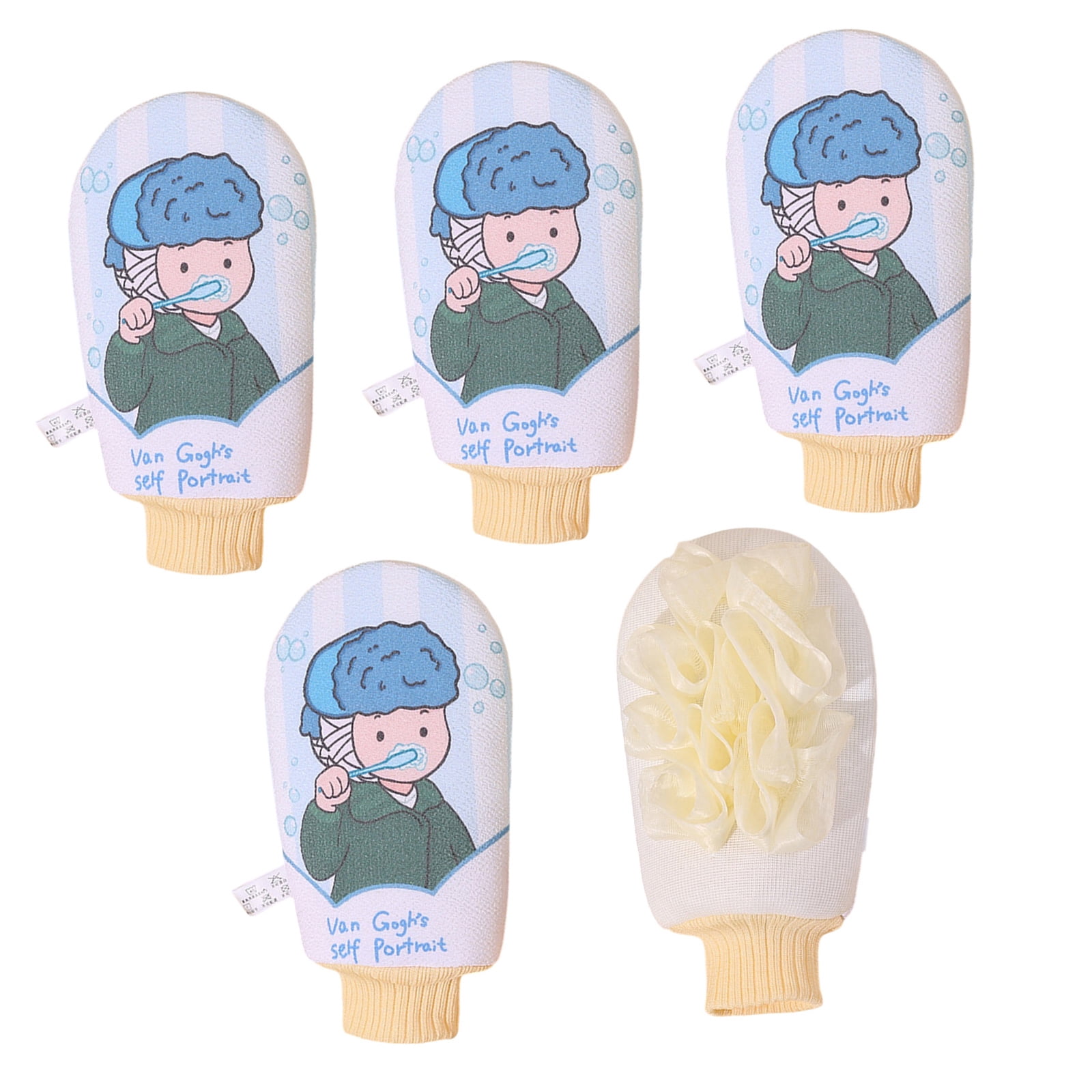 Pack Of 5 Long Last Shower Towels Loofah Exfoliation Mitt With Unique ...