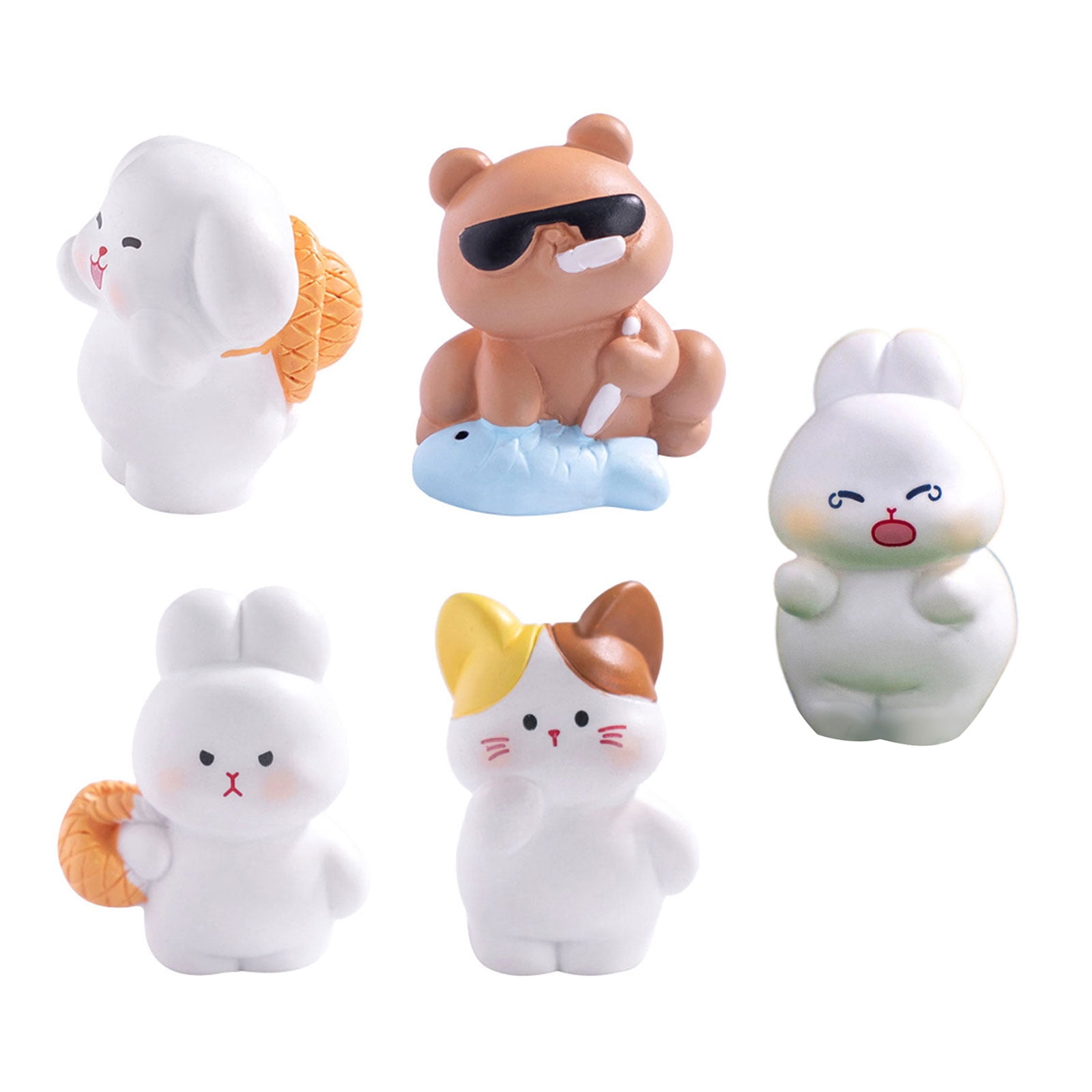 Pack Of 5 Miniature Resins Figurines Farmer Market Theme Cartoon ...