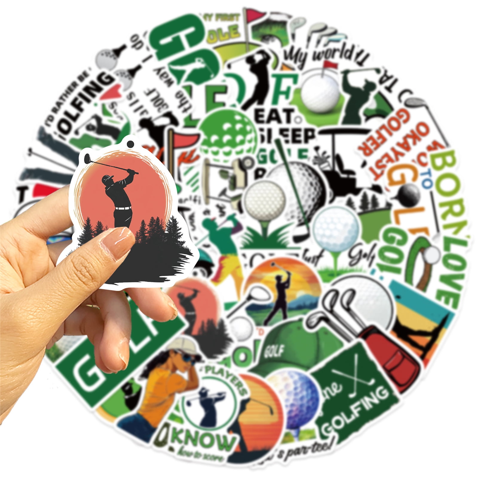 Pack Of 50 Golf Themed Stickers Waterproof Decal DIYer Crafts Sports ...