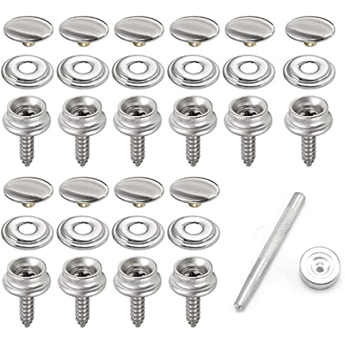 Pack Of 50 Screw-on Push Buttons Stainless Steel 58 Inch Snaps Closure ...
