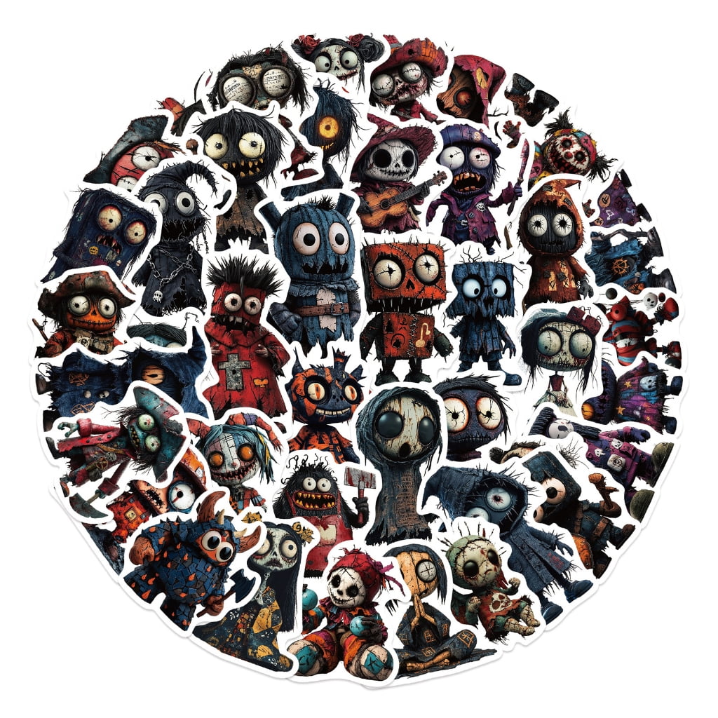 Pack Of 50 Spooky Character Stickers Reusable Adhesive For Device ...