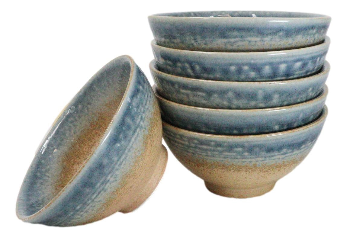 Pack Of 6 Blue River Ao Nagashi Collection Small Rice Soup Appetizer ...