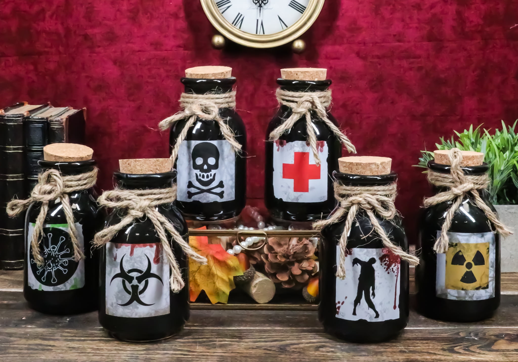 Pack Of 6 Ceramic Magic Voodoo Apothecary Mad Doctor Potion Bottles ...