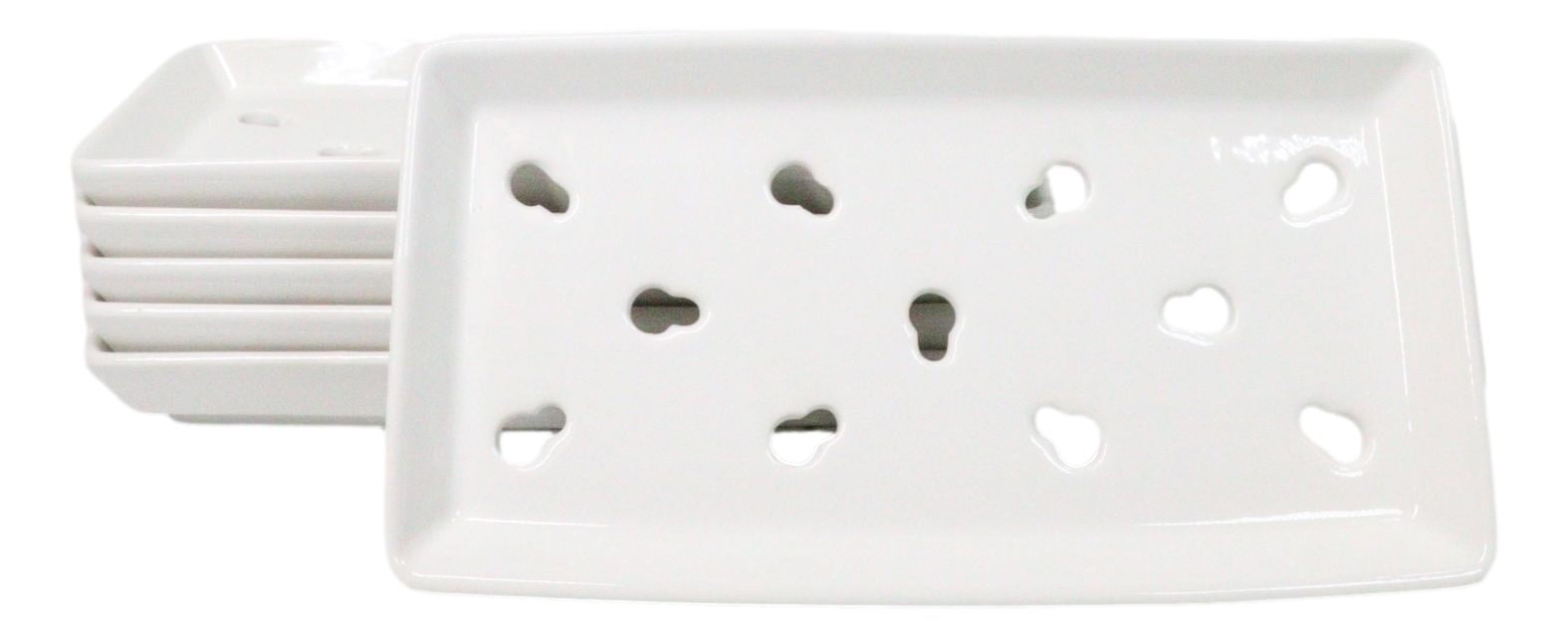Pack Of 6 Ceramic White Neta Zara Sushi Case Plates With Drip Holes 8 ...