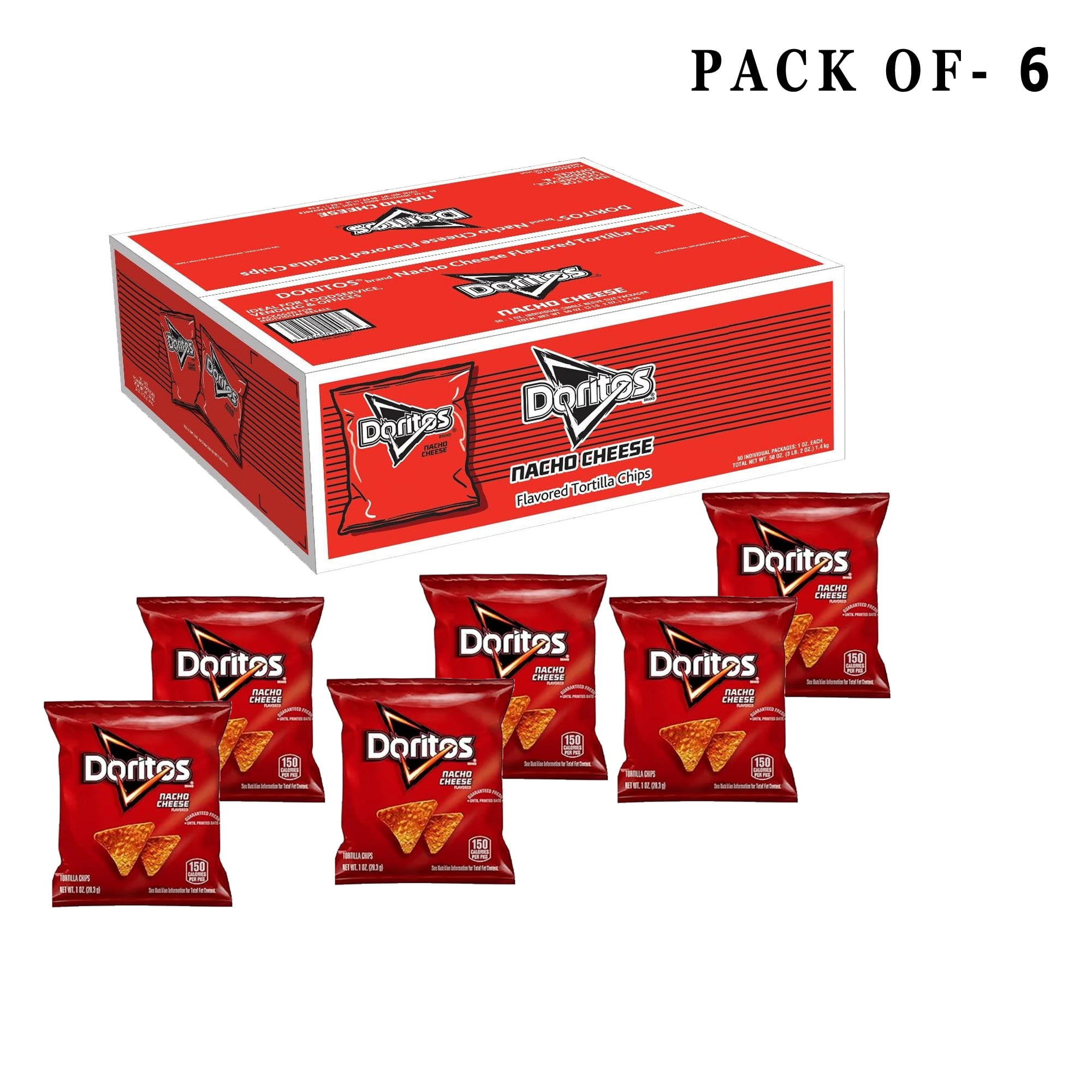 Pack Of 6 Doritos Flavored Tortilla Chips Nacho Cheese Guaranteed Fresh ...