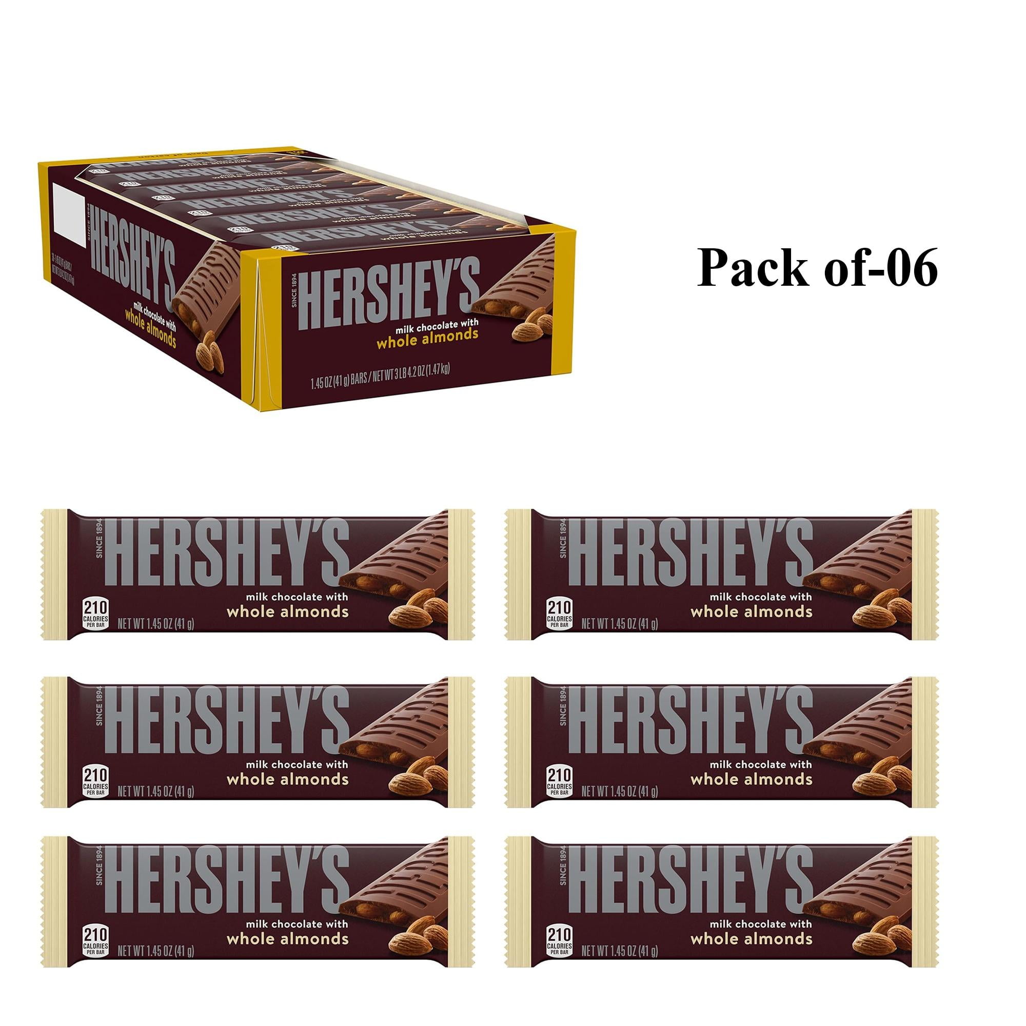 Pack Of 6 HERSHEY'S Milk Chocolate with Whole Almonds Candy Bars | 1.45 Oz Per Bar | Crown Craze ...