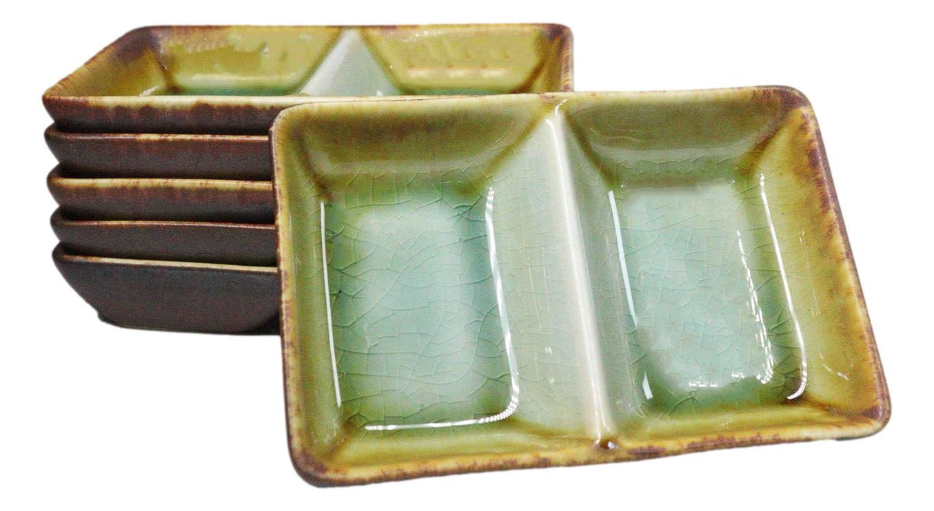 Pack Of 6 Midori Kannyu Ceramic Double Partition Sauce Condiment Dishes ...