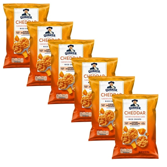 Pack Of 6 Quaker Rice Cheddar Cheese Crisps, Gluten Free, 0.67 Oz Per ...
