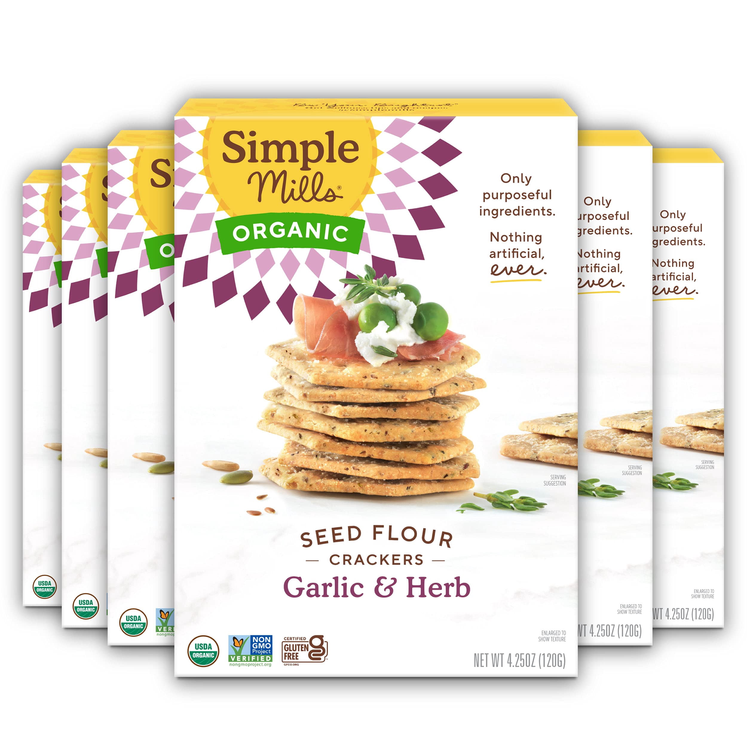 (Pack Of 6) Simple Mills Cracker Seed Garlic Herb 4.25 Oz - Walmart.com