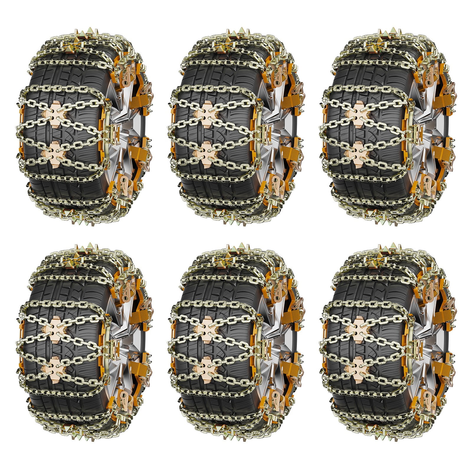 Pack Of 6 Universally Tire Chains For Snow Ice Quick Install Steel ...