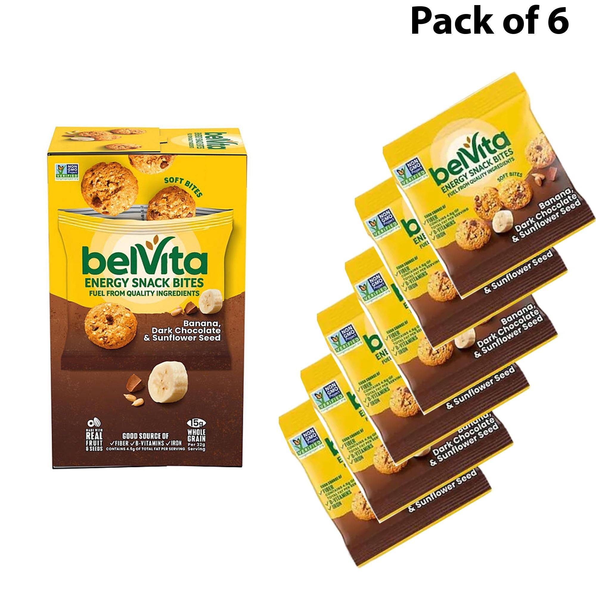 Pack Of 6 belVita Energy Snack Soft Bites with Banana Dark Chocolate ...