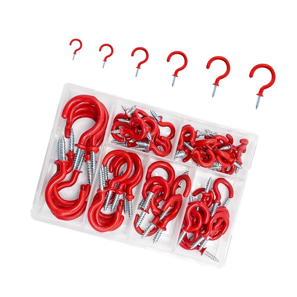 Pack Of 70 Plastic Coated Screw Hooks Assortment Strong Hooks for ...