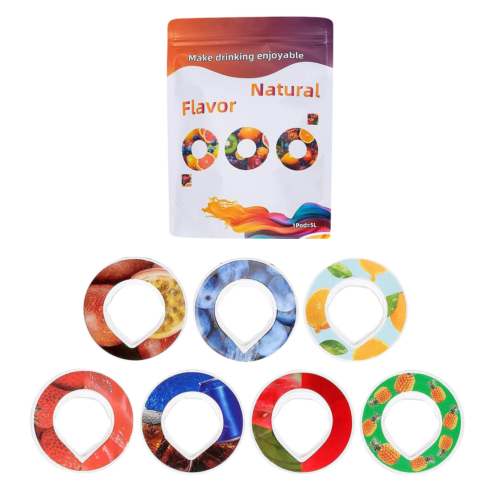 Pack Of 7pcs Flavour Ring Pods for Water Bottles, Fruit Flavour Pods, 0 ...