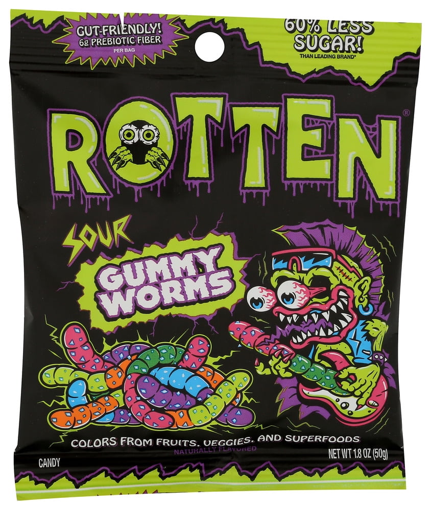 (Pack Of 8) Rotten Gummy Worms Sour 1.8 Oz - Walmart.com