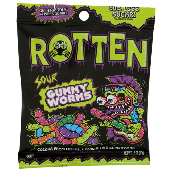 (Pack Of 8) Rotten Gummy Worms Sour 1.8 Oz - Walmart.com