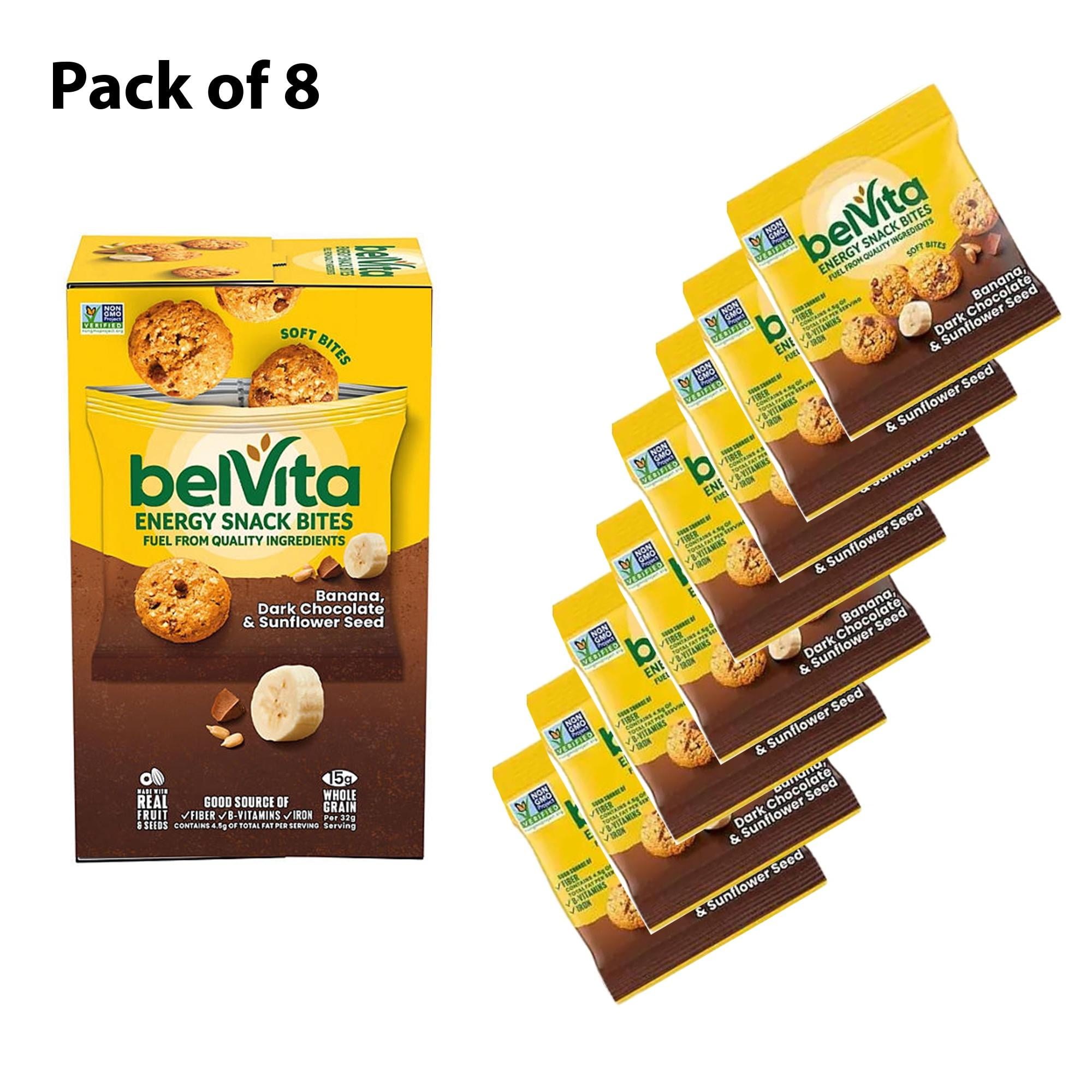 Pack Of 8 belVita Energy Snack Soft Bites with Banana Dark Chocolate ...