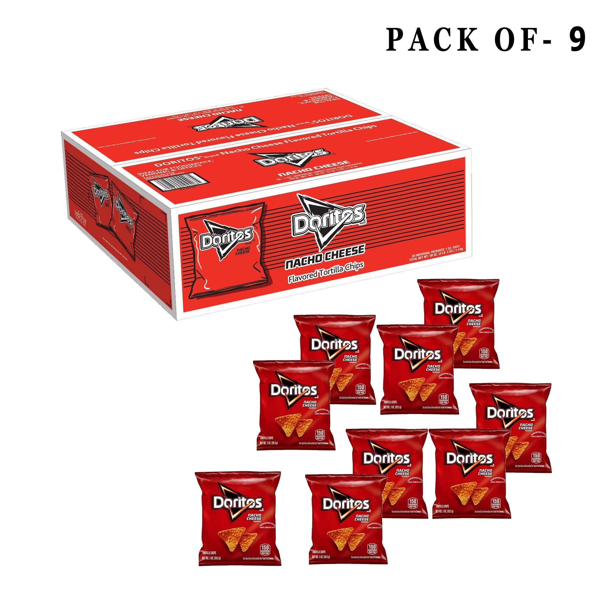 Pack Of 9 Doritos Flavored Tortilla Chips Nacho Cheese Guaranteed Fresh ...