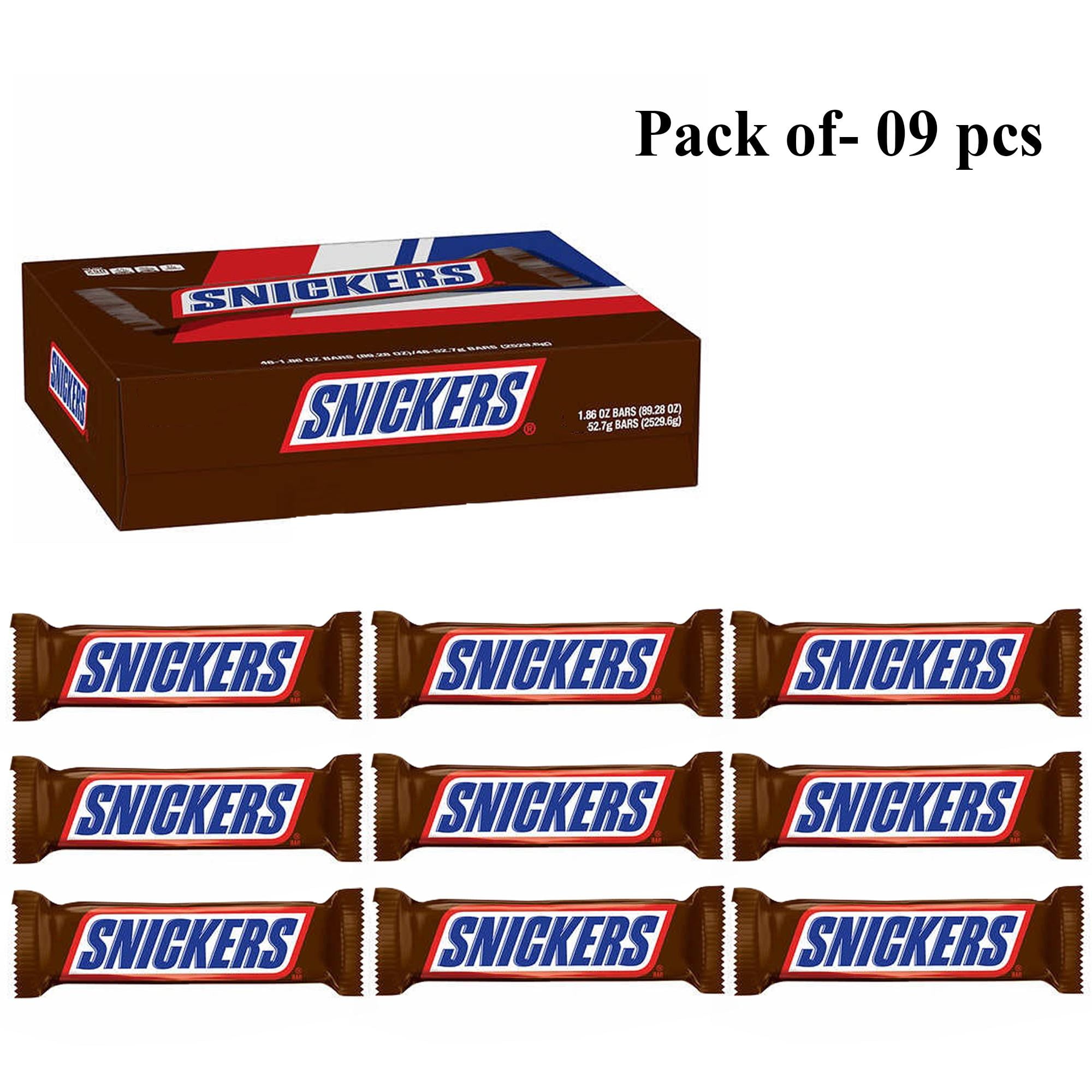 Pack Of 9 Pcs Snickers Full Size Chocolate Candy Bars | 1.86 Oz Per Bar ...