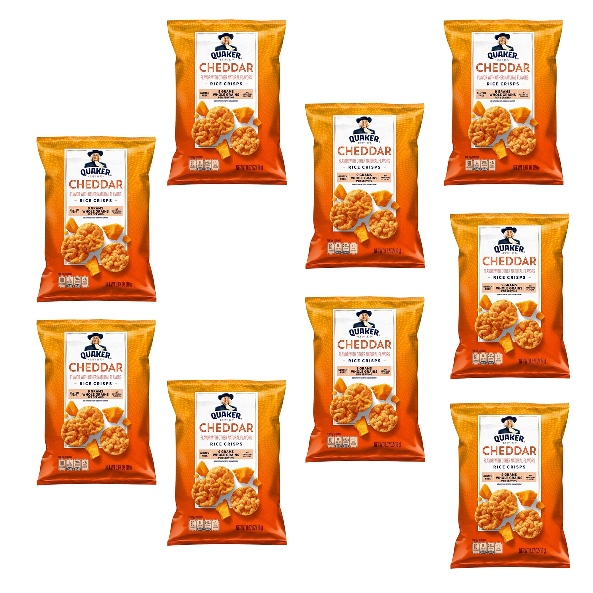 Pack Of 9 Quaker Rice Cheddar Cheese Crisps, Gluten Free, 0.67 Oz Per ...