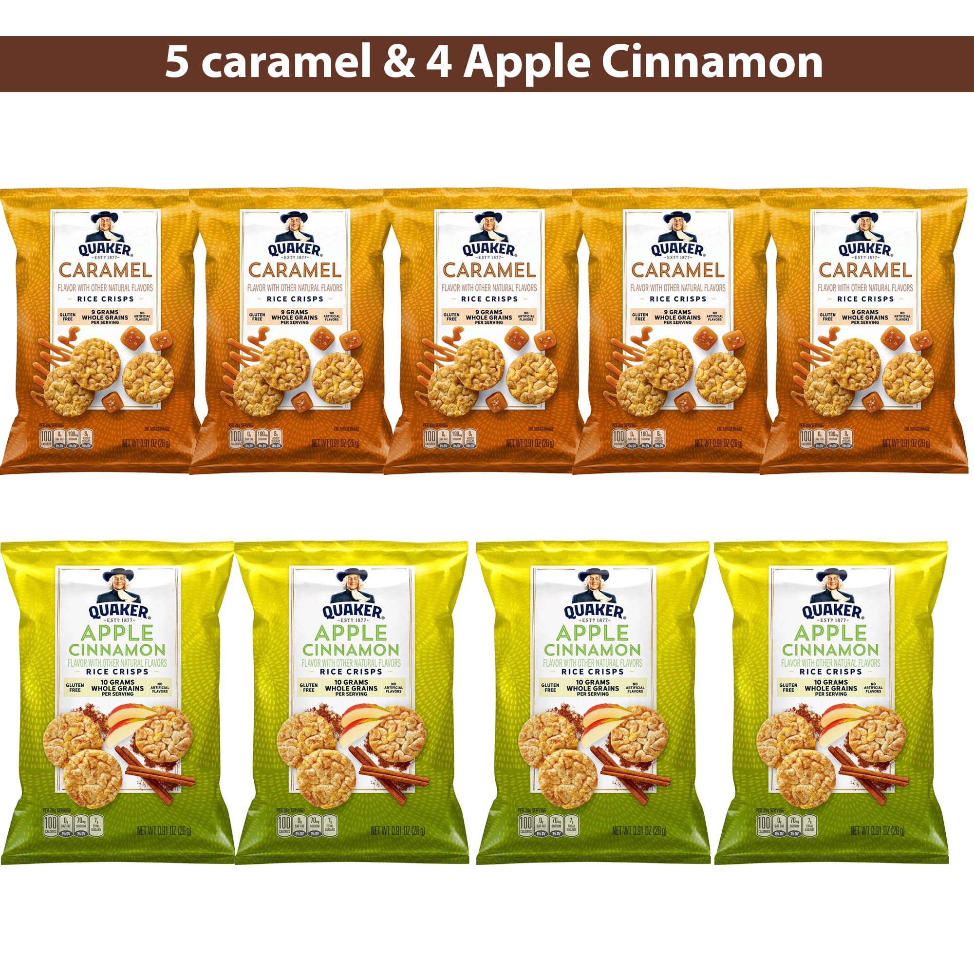 Pack Of 9 Quaker Rice Gluten Free Caramel Flavor Crisps, 0.91 Oz Per ...