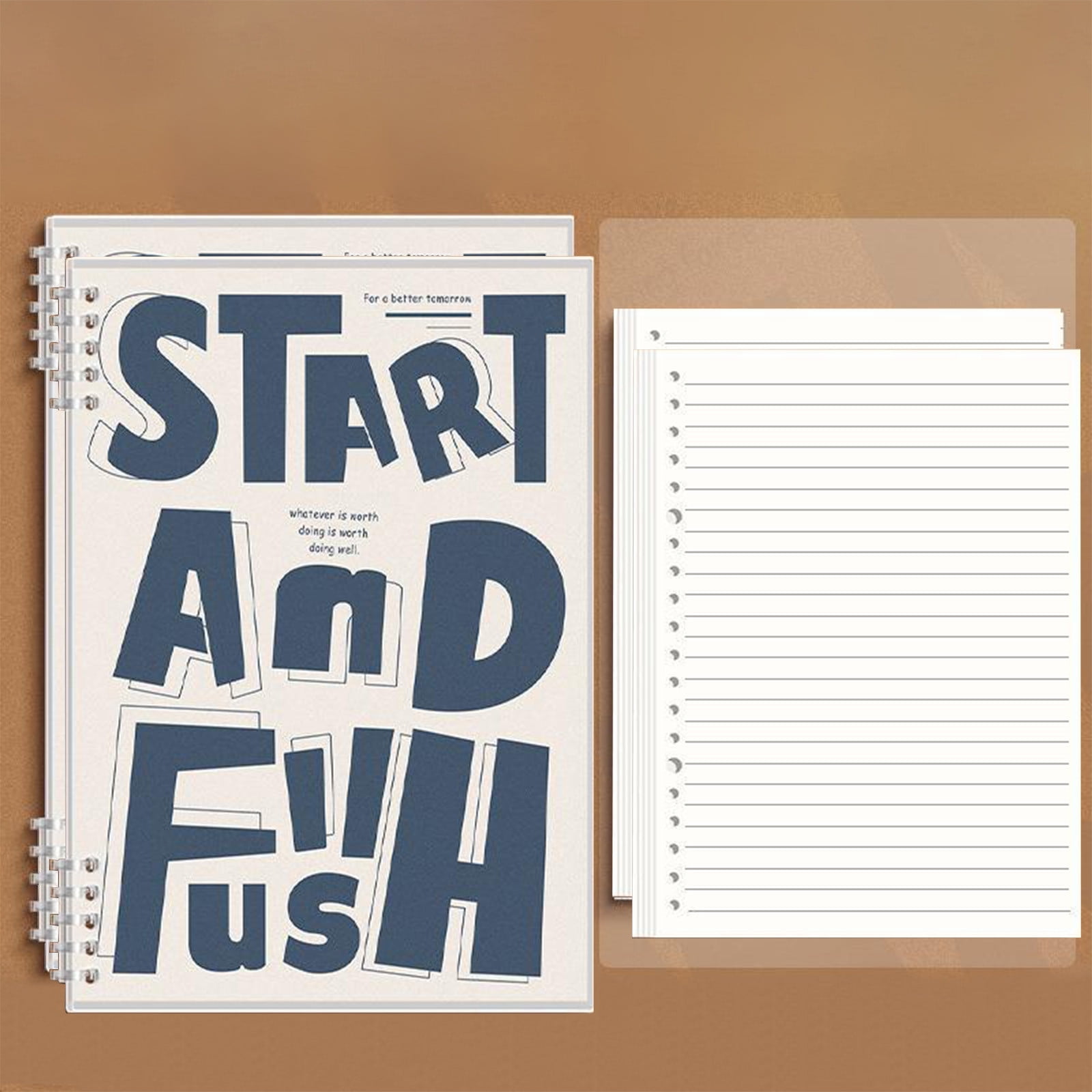 Pack Of Two, Vintage Loose-leaf Detachable Notebook, Horizontal Lines ...