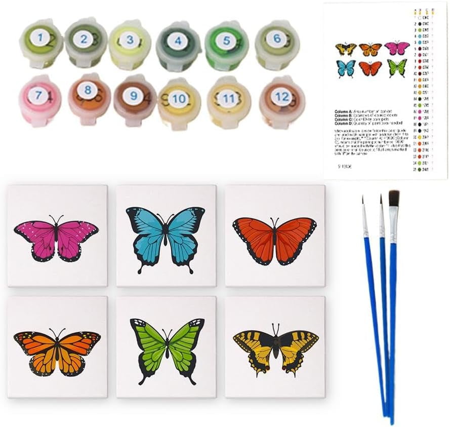 Pack Paint by Numbers Kits for Adults, Retro Cocktail Paint by Numbers ...