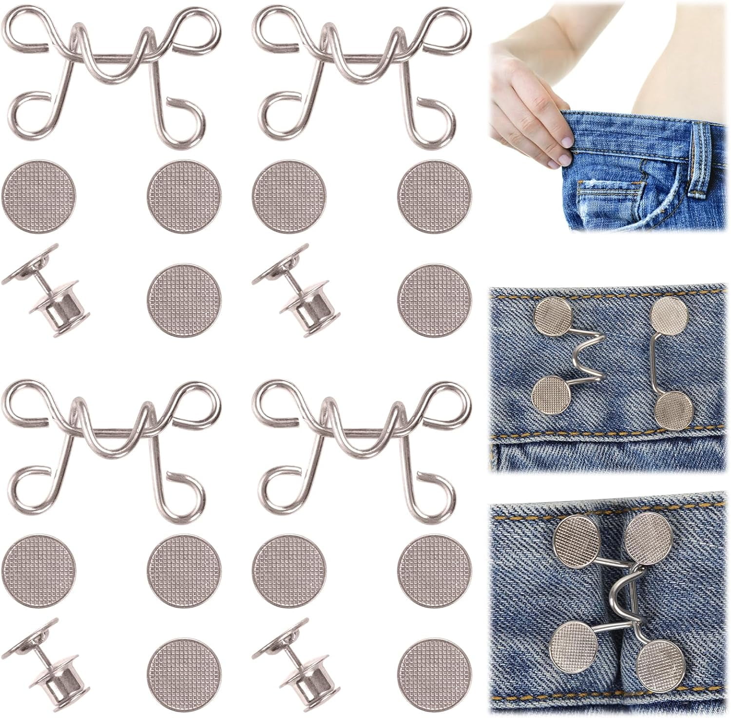 Pack Pants Waist Fasteners No Need to Sewing Removable Jeans Button ...